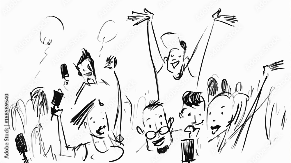 People partying in the street. City life Vector sketch for storyboard ...
