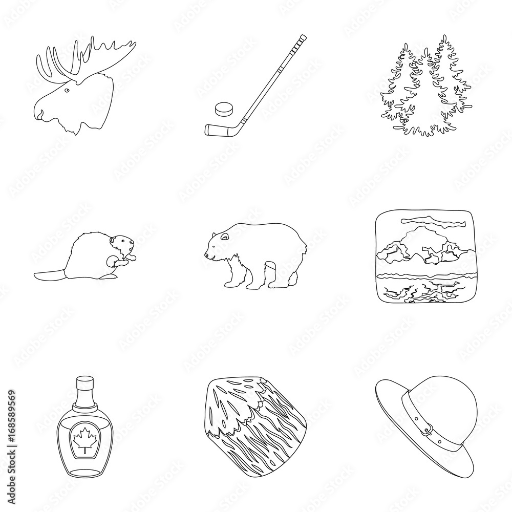 Wild animal, deer, horns and other Canada elements. Canada set ...