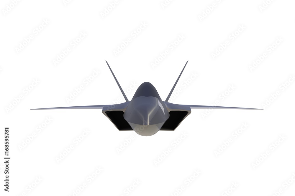 Front view of F22, american military fighter plane on white background ...