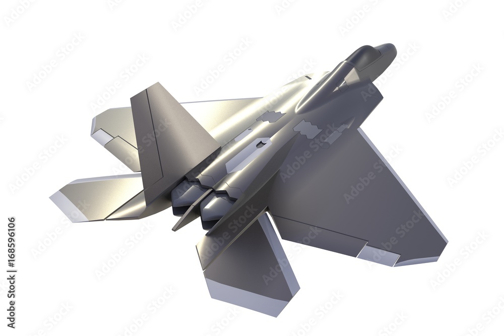 Back view of F22, american military fighter plane on white background ...