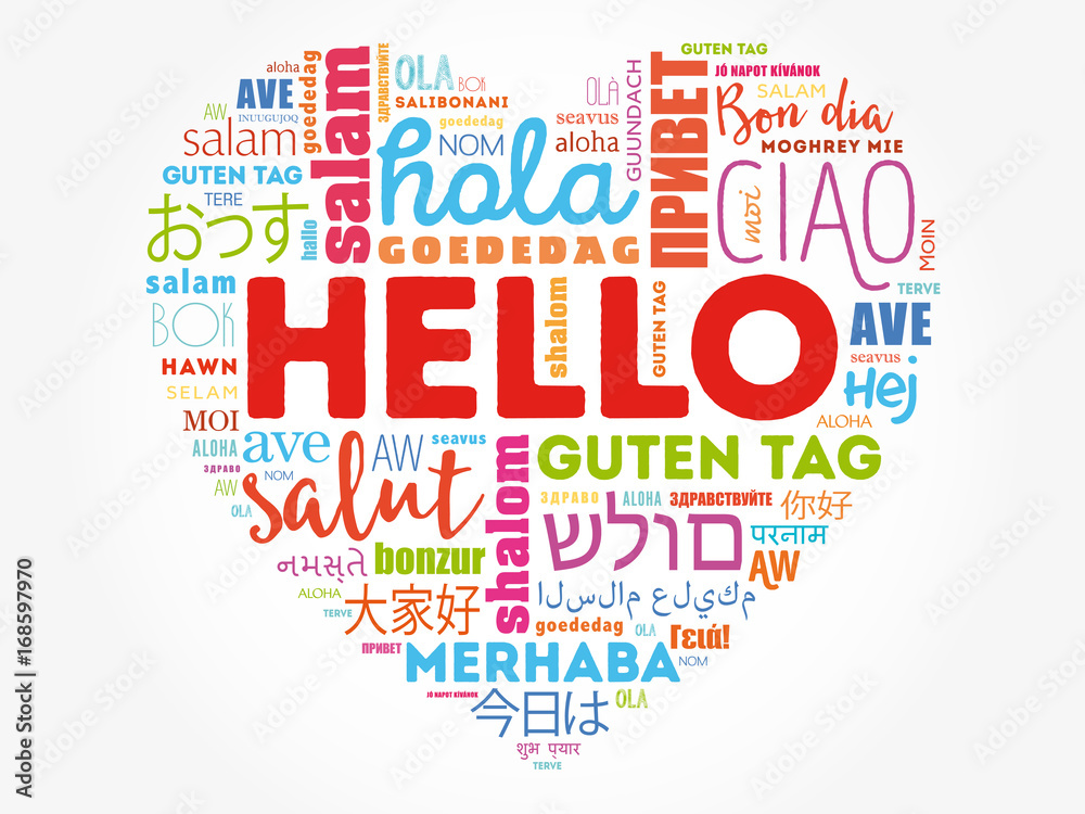 Hello Heart word cloud in different languages of the world, background ...