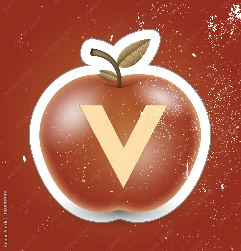 V Alphabet Isolated on Apple Vector Stock Vector | Adobe Stock