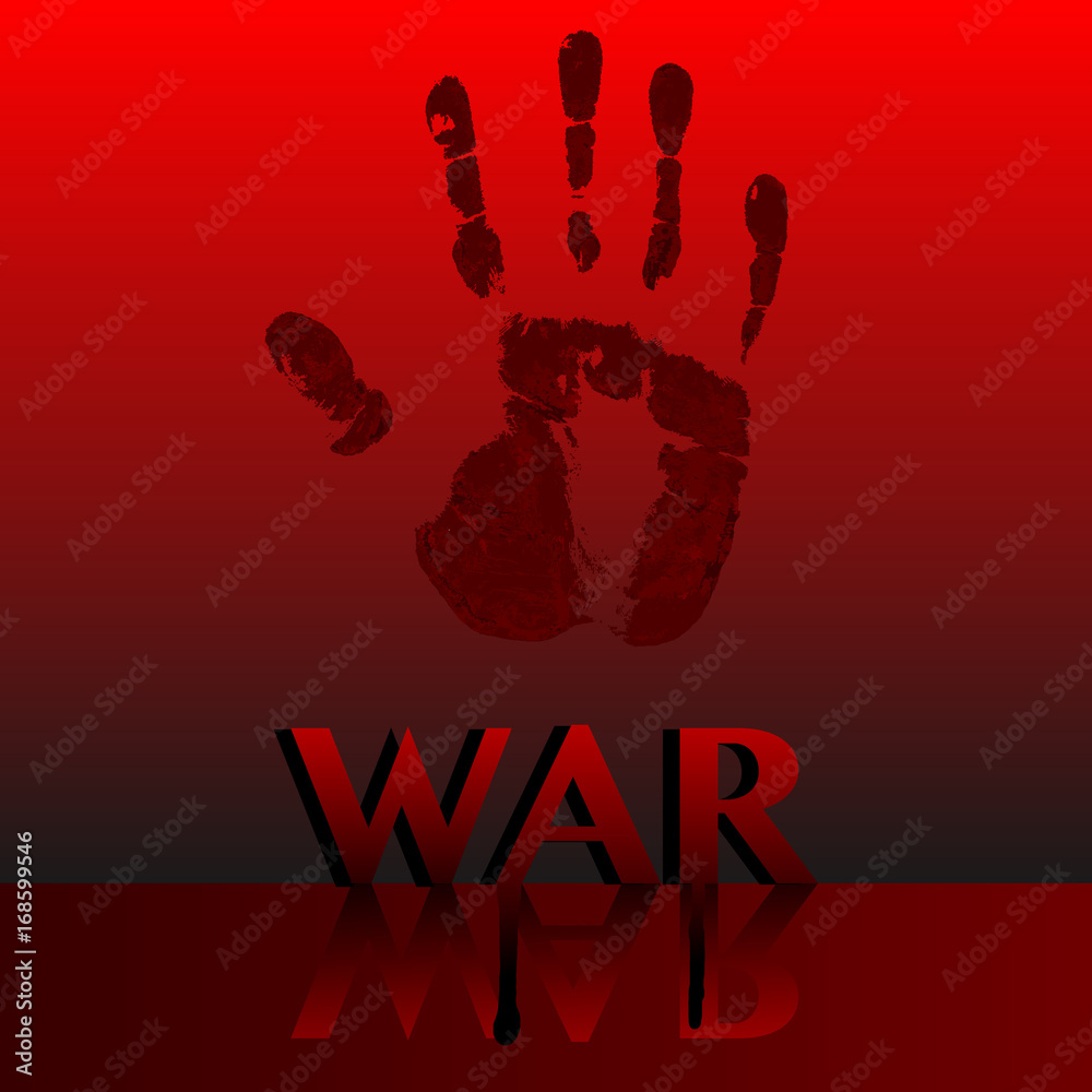 stop to war and bloody human hand vector drawing illustration Stock ...