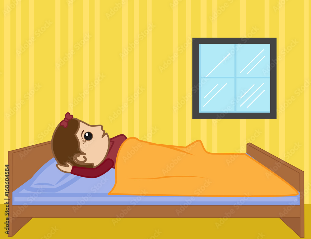 Cartoon Girl Lying on Bed Stock Vector | Adobe Stock Cartoon Girl Lying on Bed Stock Vector | Adobe Stock