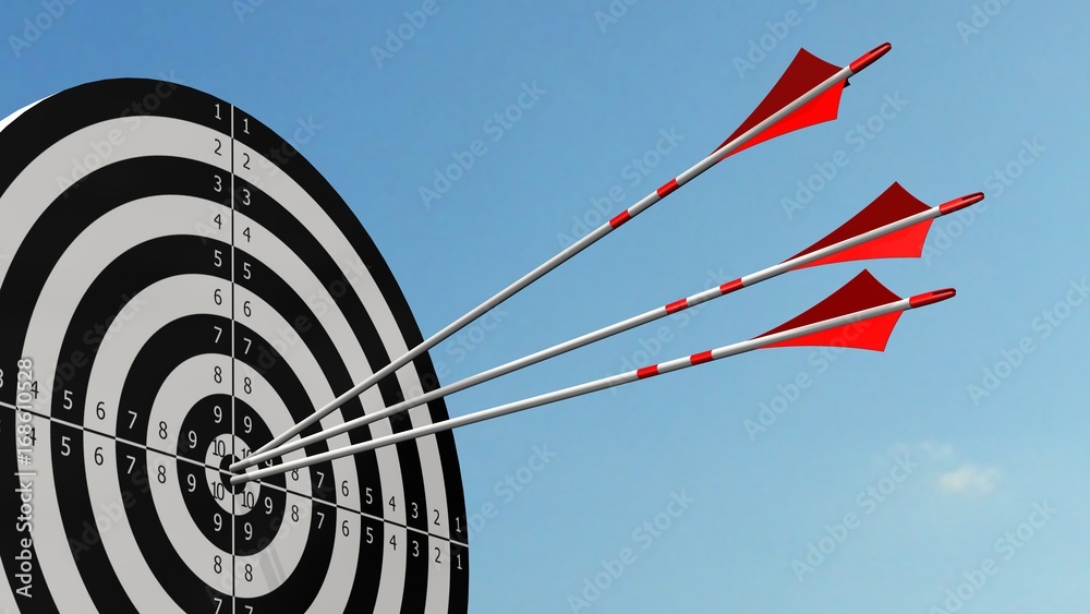 Target with arrows - Target with three bow arrows in the middle of the ...