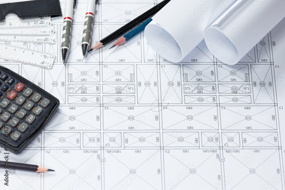 Abstract engineering drawings background with blank for your word ...