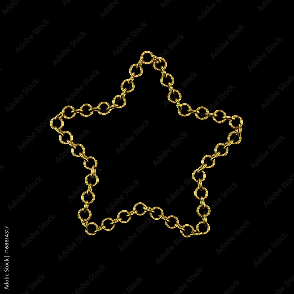 Golden chain. Isolated on black background. Star frame. Stock ...