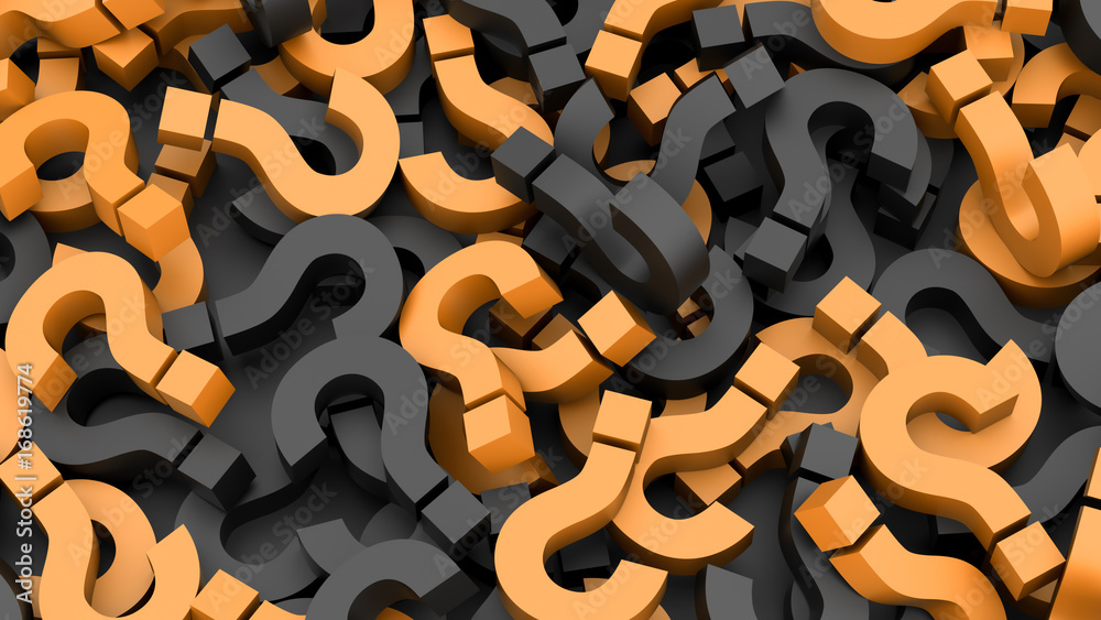 Black and orange question marks background. 3D Rendering. ilustración de Stock | Adobe Stock