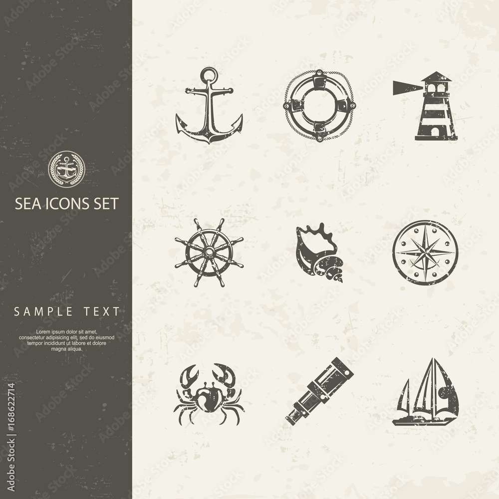 Nautical objects and icons for marine labels logos, Vector Stock Vector ...