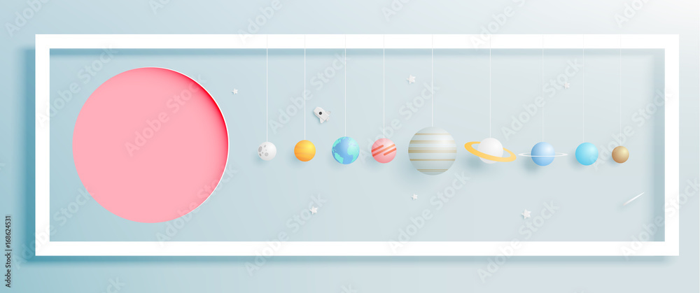Solar system paper art style background Stock Vector | Adobe Stock