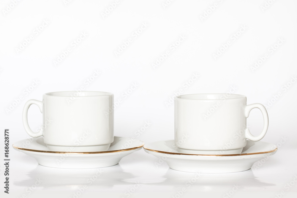 Two white tea cups and saucers mock up Stock Photo | Adobe Stock