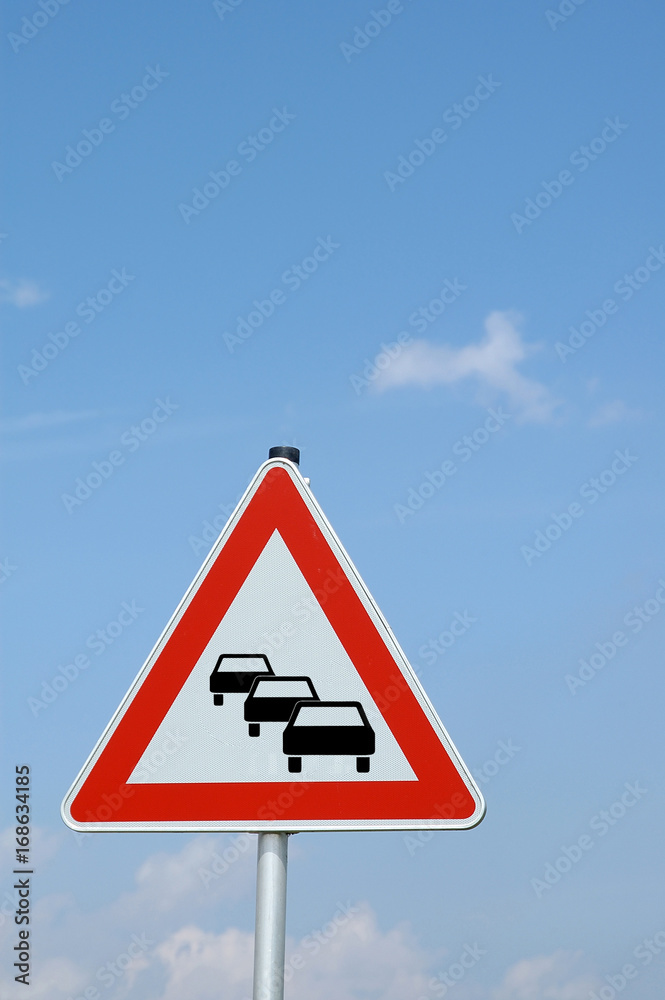 warnschild achtung stau Stock Photo | Adobe Stock