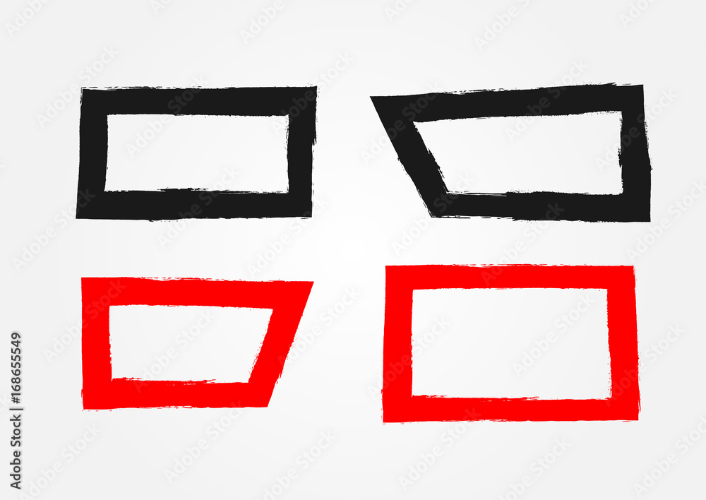 Set of rectangular frames. Painted by hand with a rough brush. Grunge ...