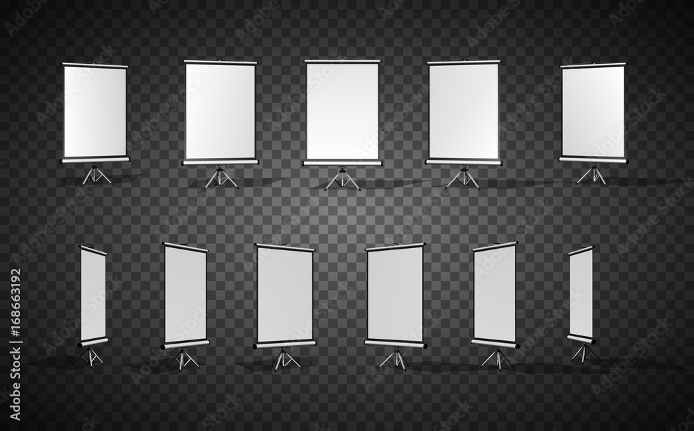 Set of Vertical screen for a projector or an advertising banner ...