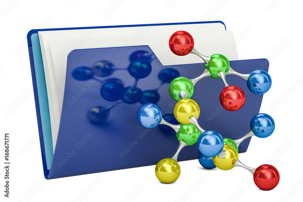 Computer folder icon with molecular model, 3D rendering Stock ...