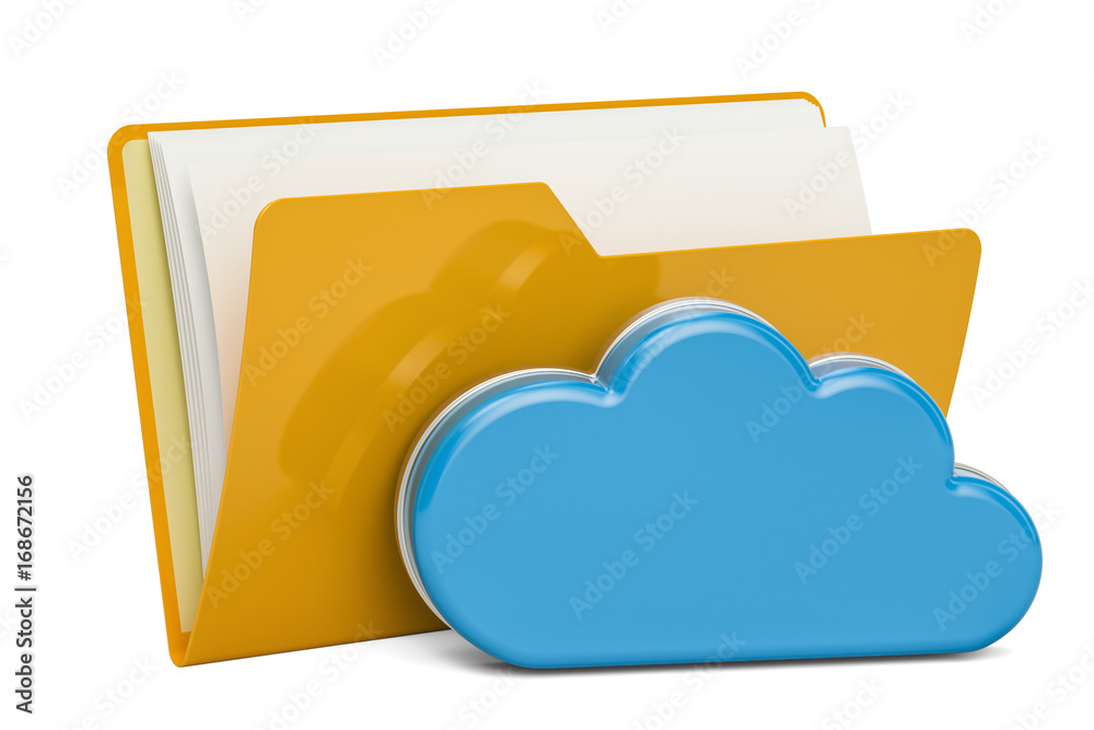 Yellow computer folder icon with computing cloud, 3D rendering Stock ...
