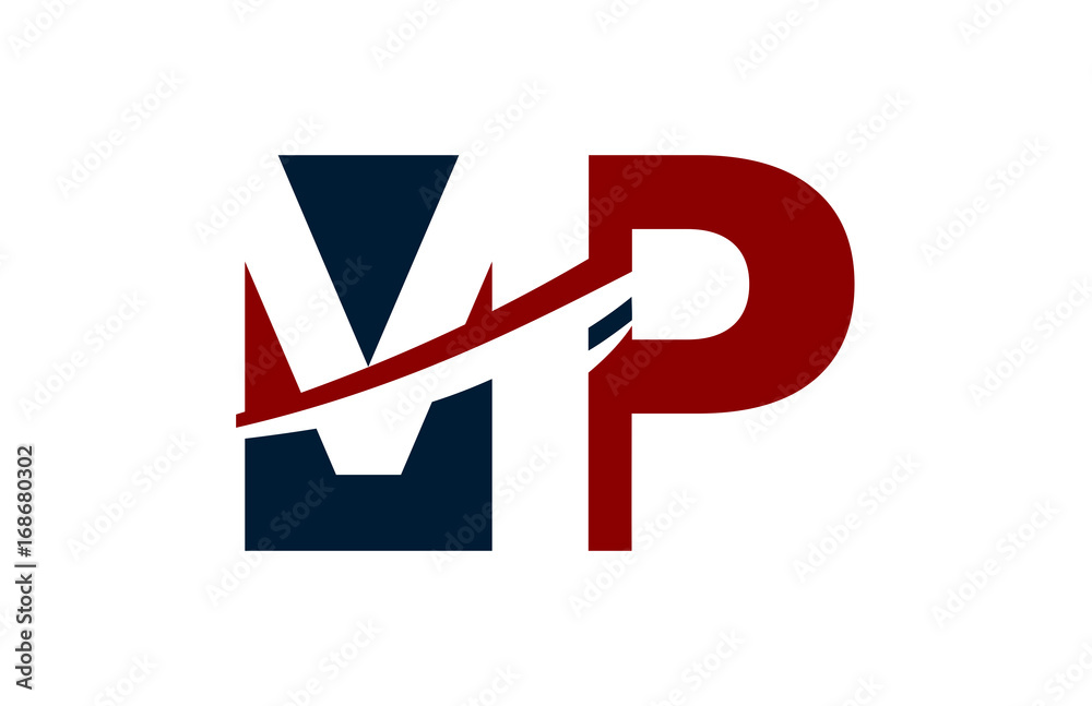 MP Red Negative Space Square Swoosh Letter Logo Stock Vector | Adobe Stock
