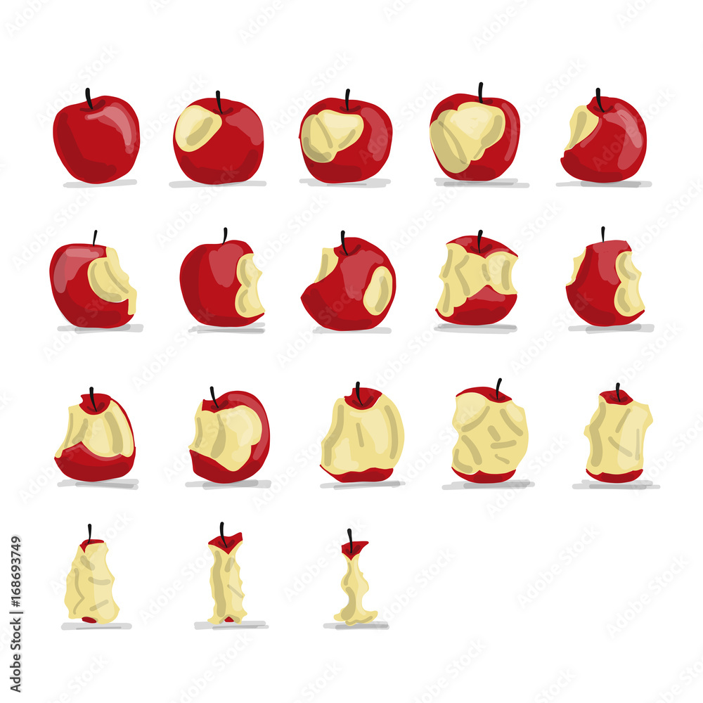 Stages of eating apple, sketch for your design Stock Vector | Adobe Stock
