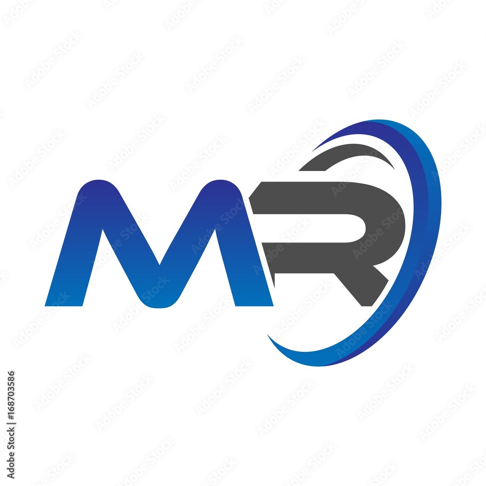 vector initial logo letters mr with circle swoosh blue gray Stock 벡터 ...