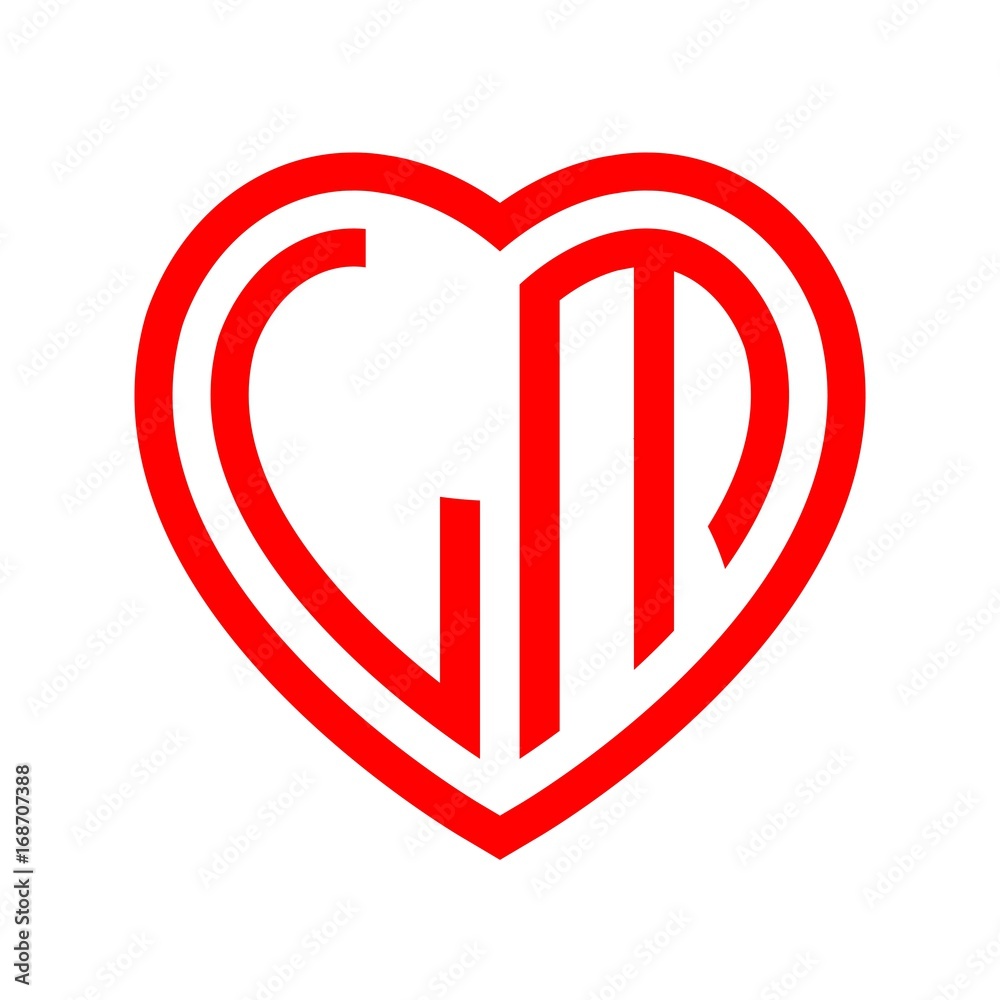 initial letters logo lm red monogram heart love shape vector de Stock ...