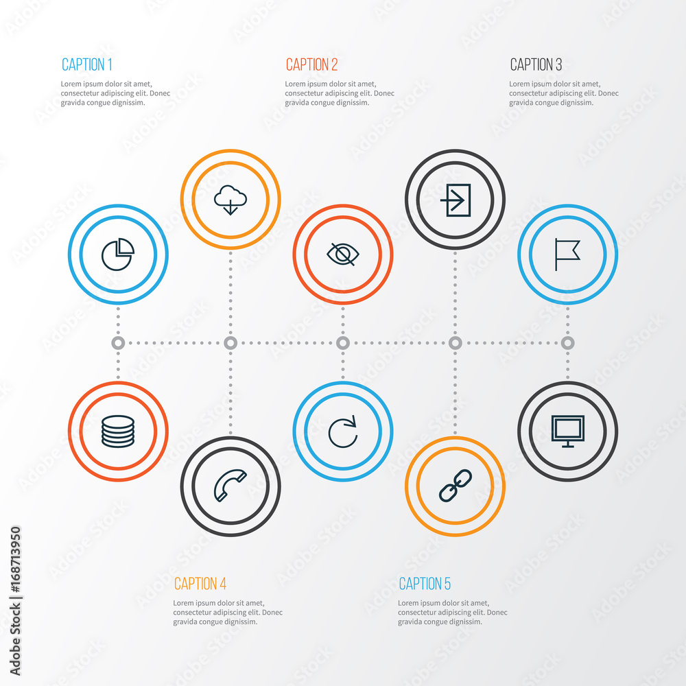 Interface Outline Icons Set. Collection Of Database, Link, Call And ...
