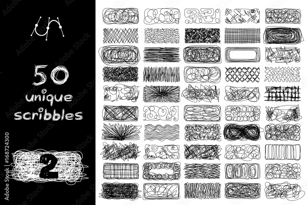 vector SET 50 rectangle SCRIBBLES Part 2. Clip art isolated on ...