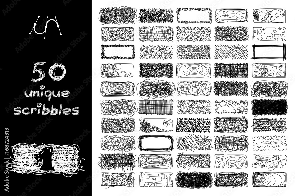 vector SET 50 rectangle SCRIBBLES Part 1. Clip art isolated on ...