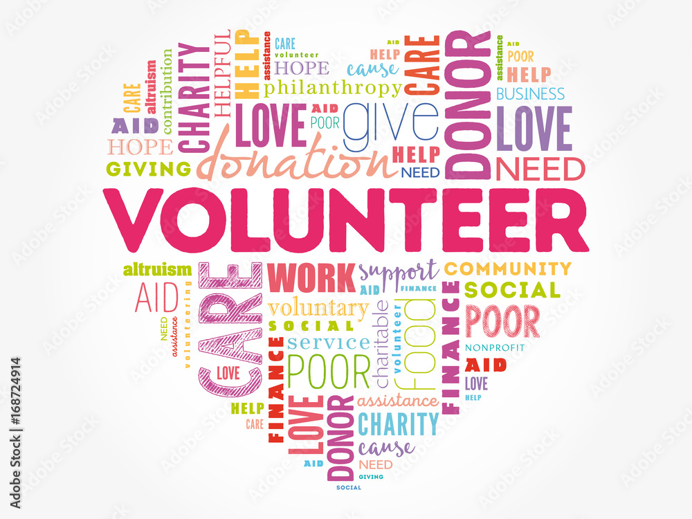 Volunteer word cloud collage, heart concept background Stock Vector ...