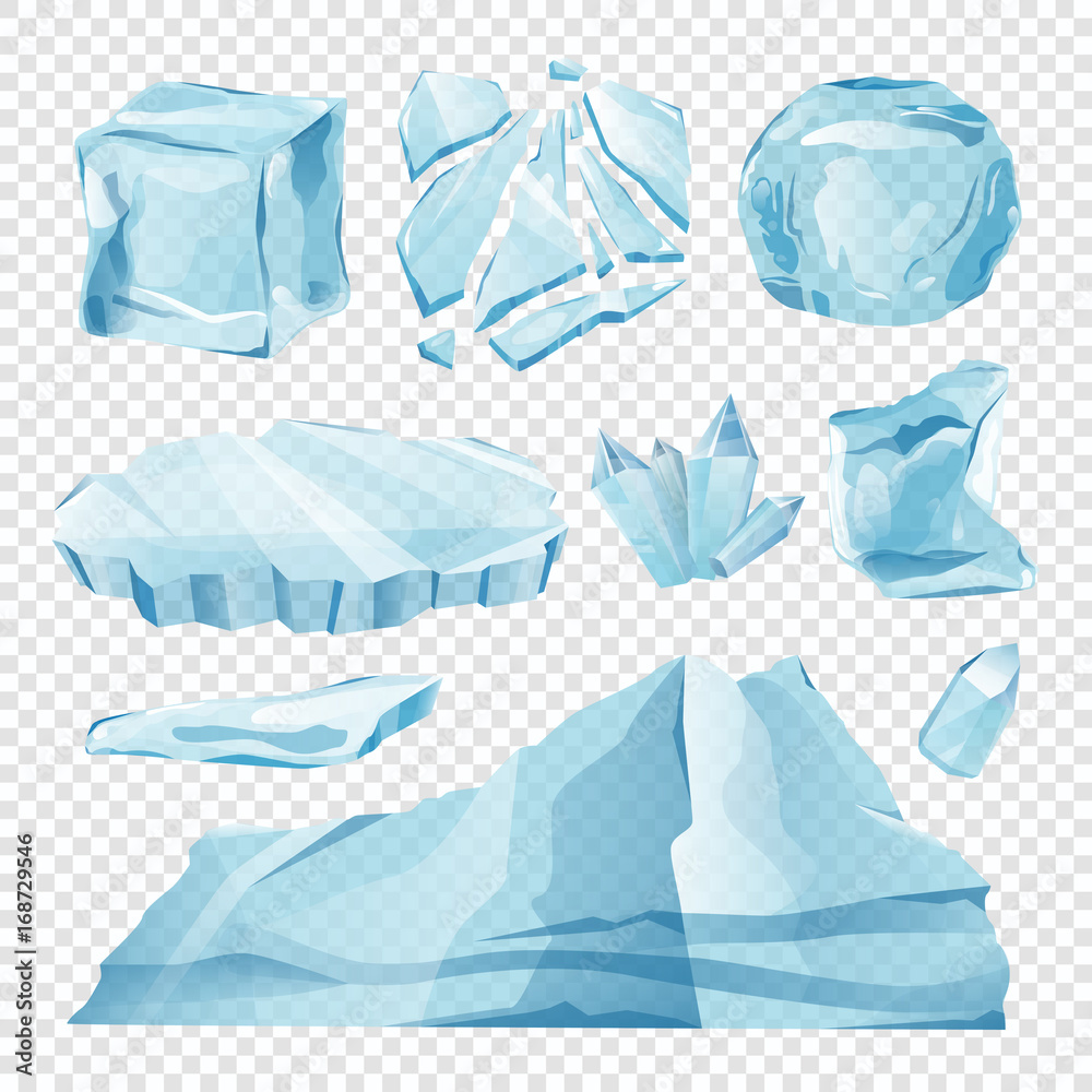 Set Isolated ice caps snowdrifts and icicles elements winter decor ...