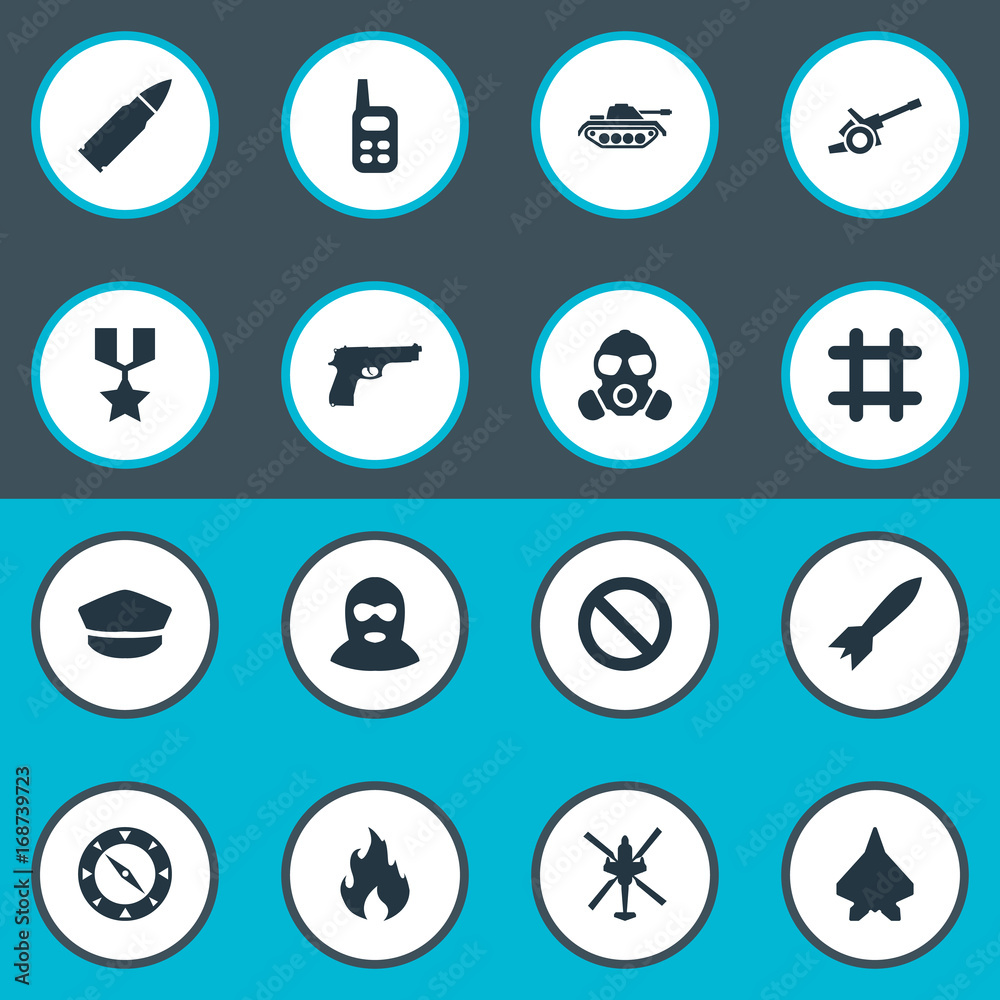 Vector Illustration Set Of Simple War Icons. Elements Terrorist ...