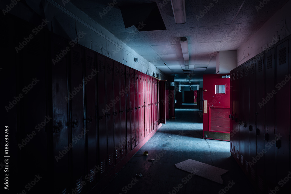 Dark High School Hallway