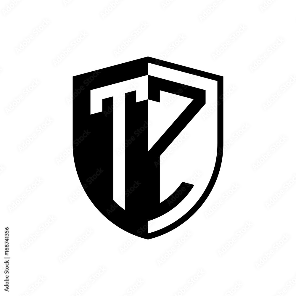 Initial two letter logo shield vector black Stock Vector | Adobe Stock