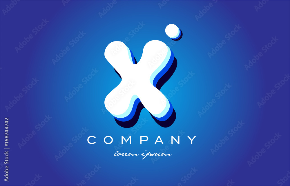 X blue white 3d letter alphabet icon design Stock Vector | Adobe Stock