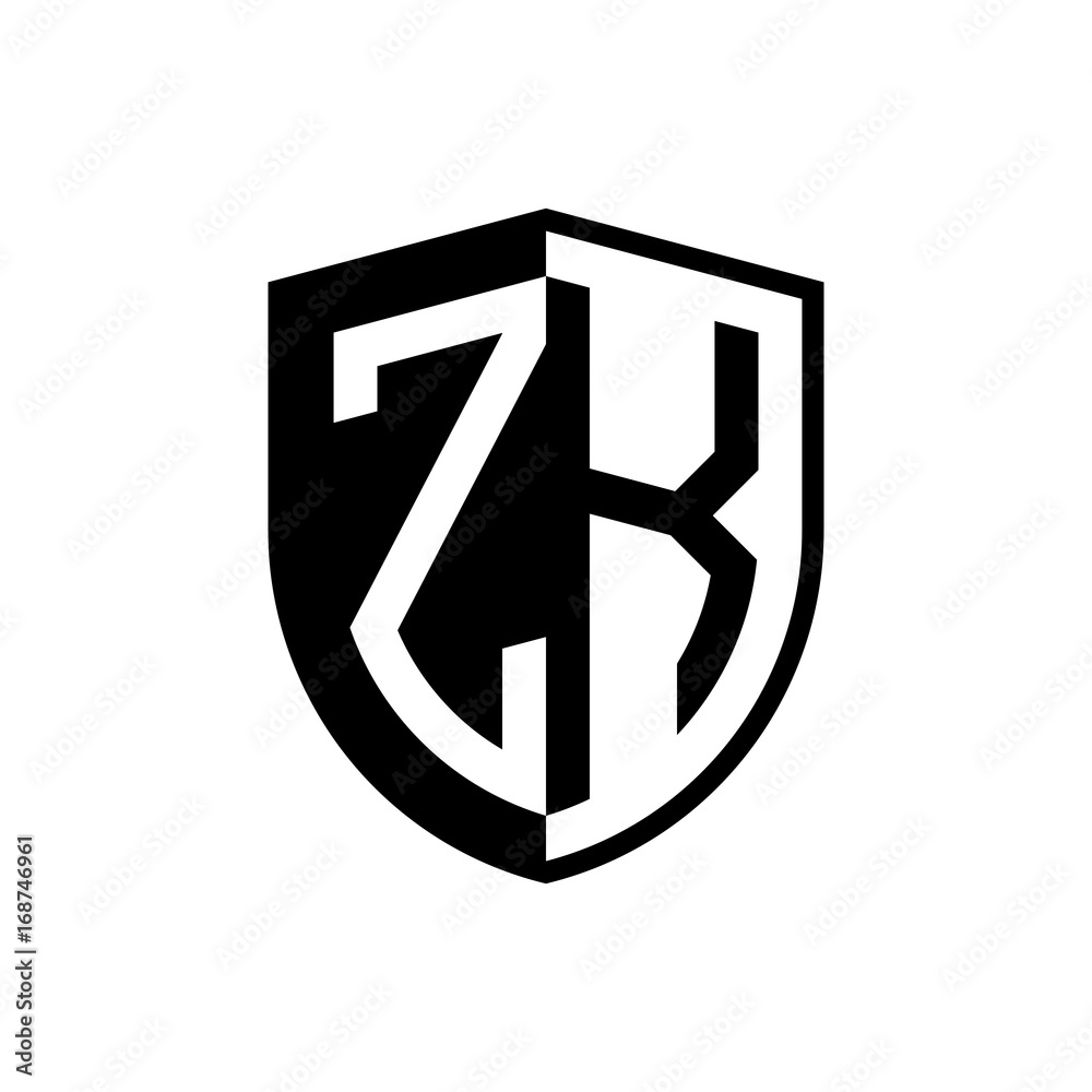 Initial two letter logo shield vector black Stock Vector | Adobe Stock