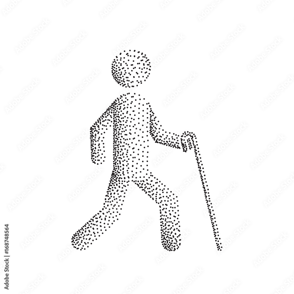 Blind man person stick figure walking with white cane, vector ...