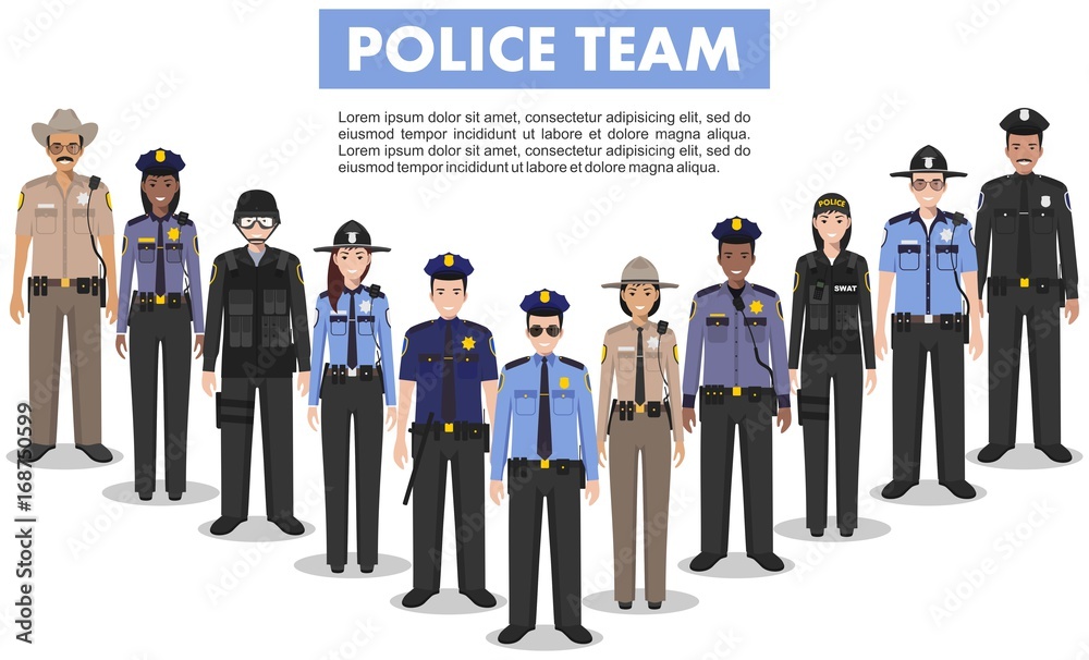 Police people concept. Detailed illustration of SWAT officer, policeman ...