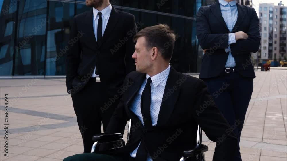 Epic shot paralysis handicap health concept. Disabled male with ...