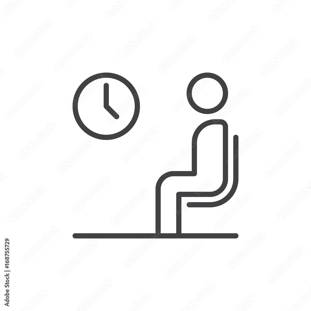 Waiting room line icon, outline vector sign, linear style pictogram ...