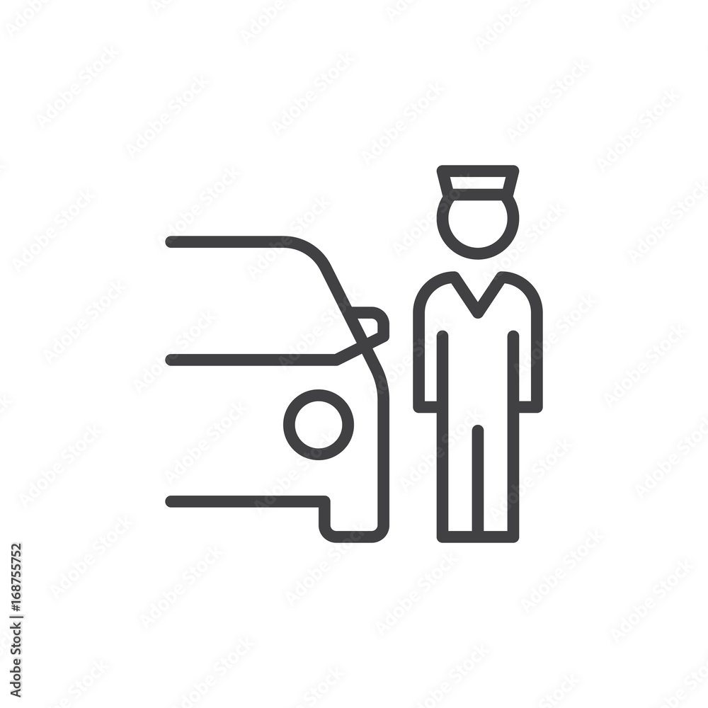 Valet Parking line icon, outline vector sign, linear style pictogram ...
