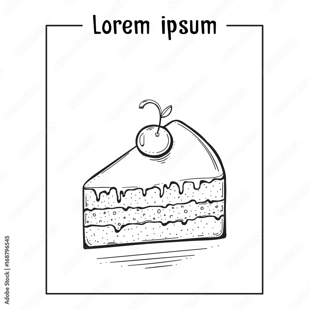 slice cake with doodle art and hand drawing style Stock Vector | Adobe ...