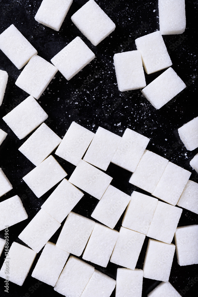 Background of sugar cubes. Cube sugar background. Above view. Stock ...
