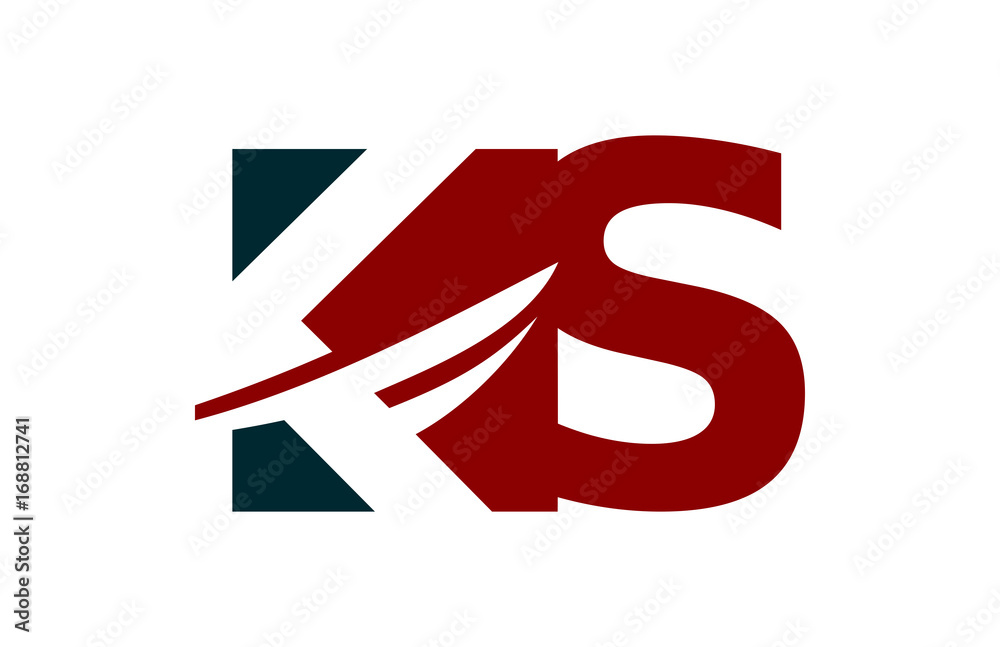 KS Red Negative Space Square Swoosh Letter Logo Stock Vector | Adobe Stock