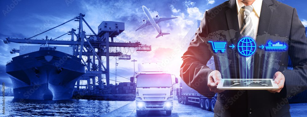 Smart technology concept with global logistics partnership Industrial ...