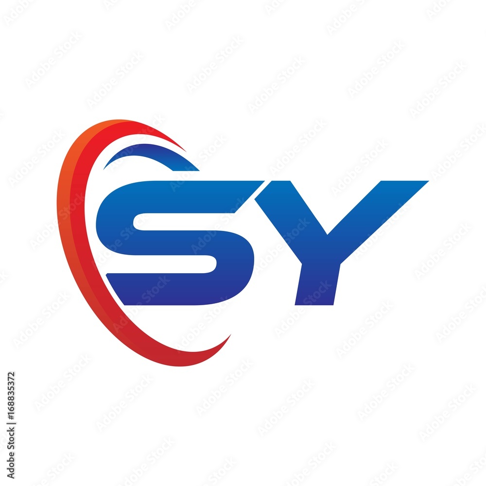 dynamic vector initial letters logo sy with circle swoosh red blue ...