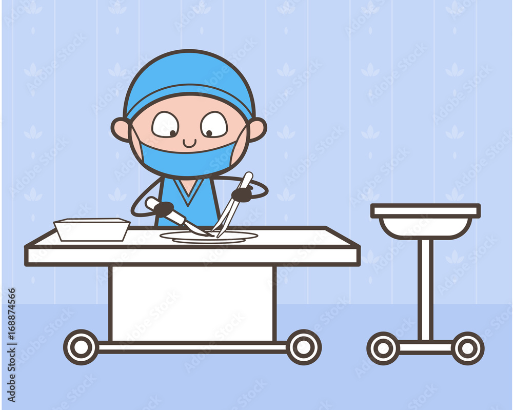 Cartoon Surgeon Doing Experiment in Medical Lab Vector Concept Stock ...