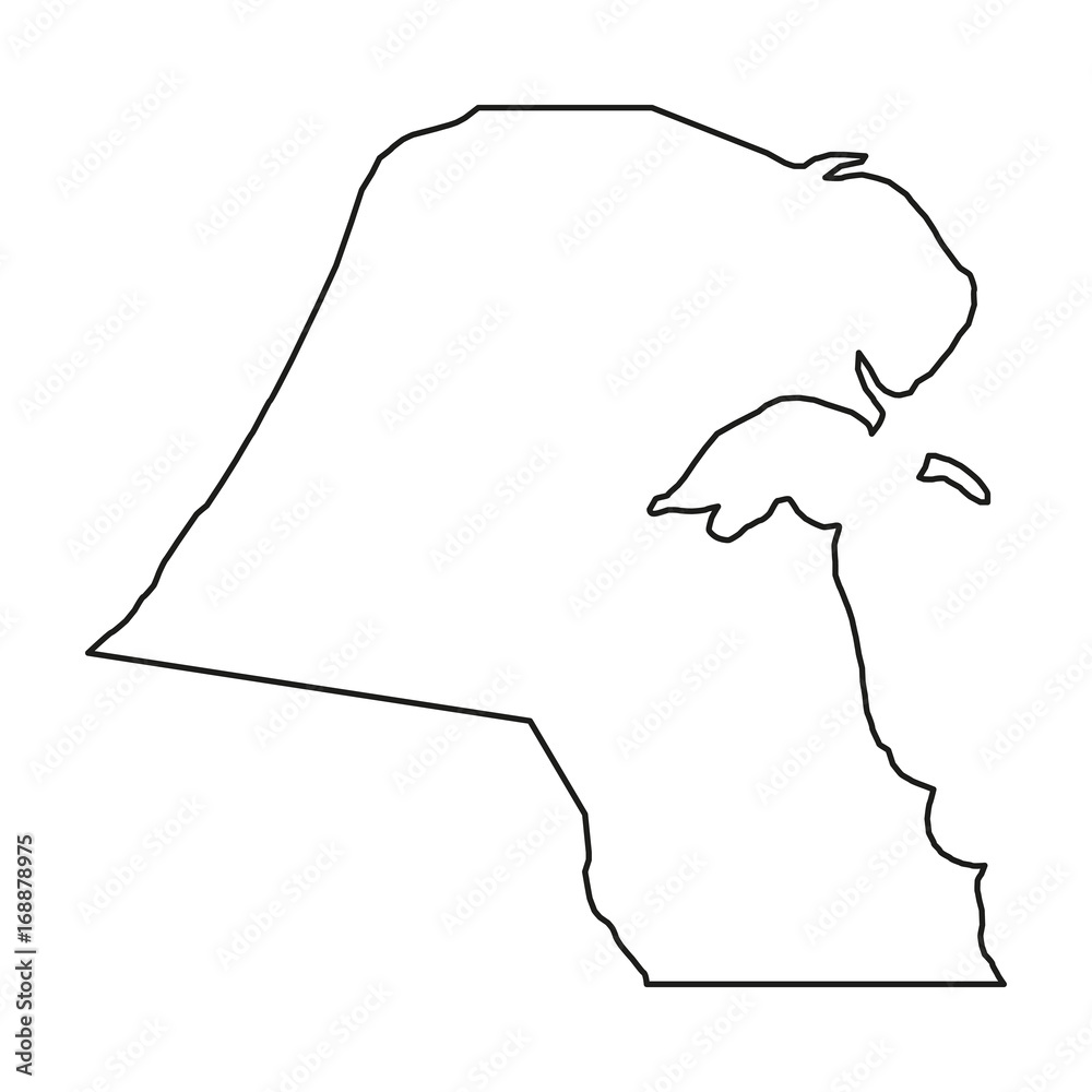 Kuwait map of black contour curves of vector illustration Stock Vector ...