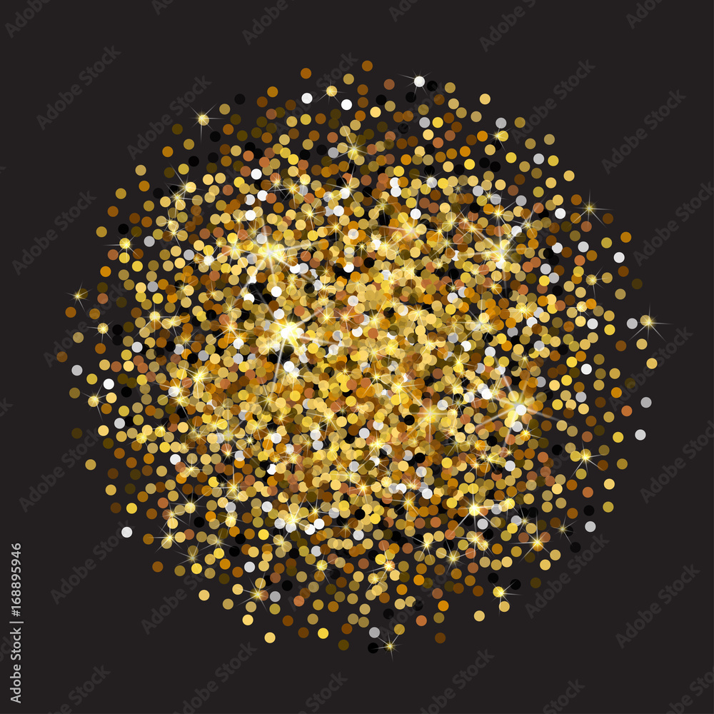 Golden glittering circle made of dots. Luxury golden round dots on ...