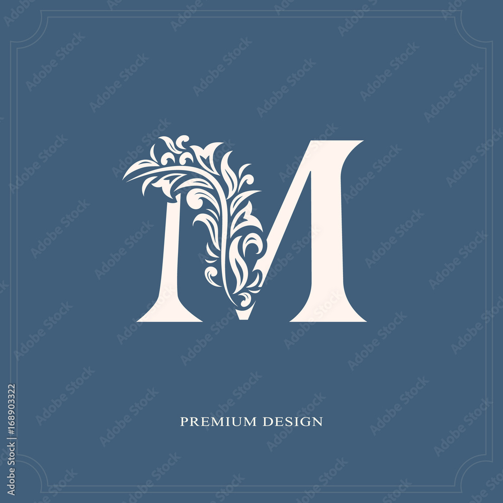 Elegant letter M. Graceful royal style. Calligraphic beautiful logo ...