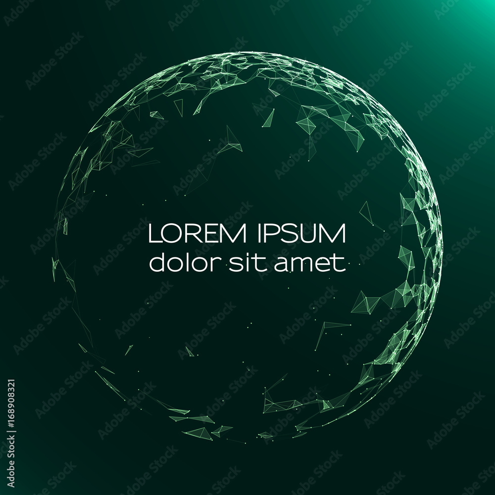 The Sphere consists of Points and Lines. Abstract Globe mesh. Vector ...