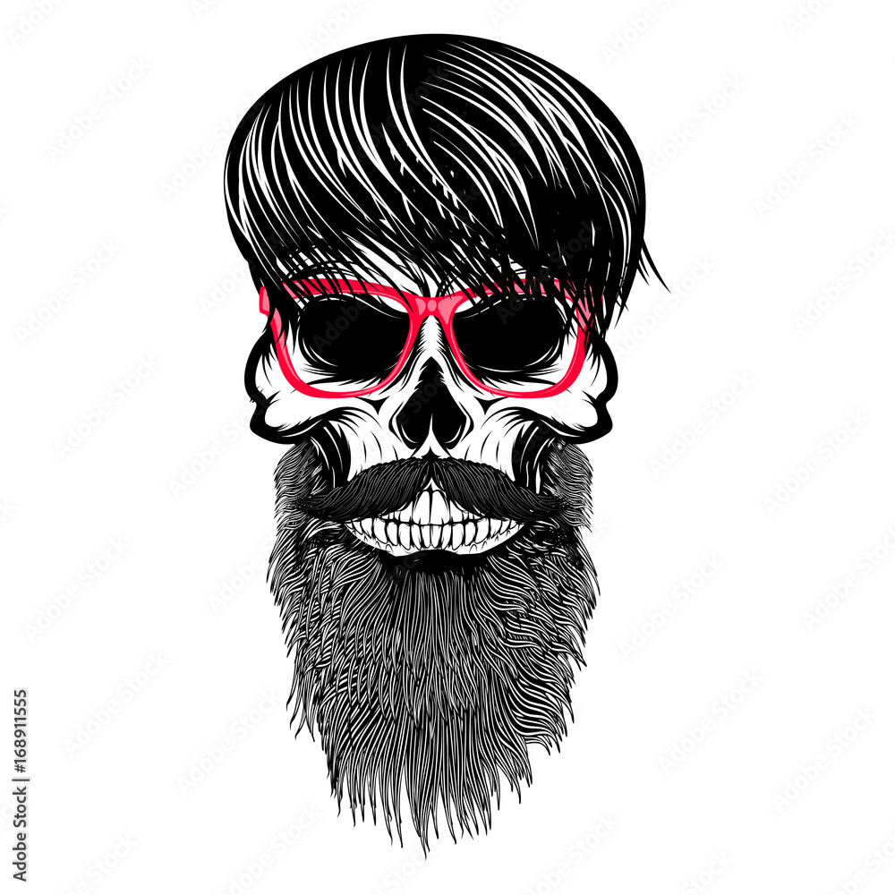 Bearded skull on white background on white background. Design element ...
